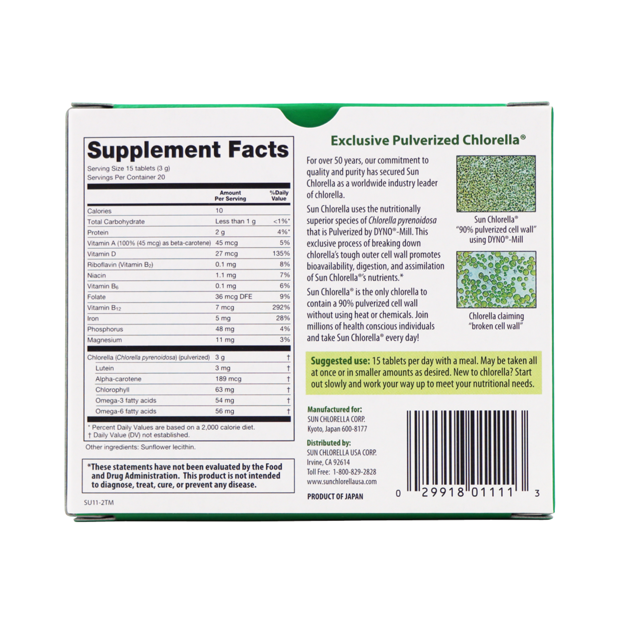 Sun Chlorella Tablets (200 mg) – Sun Chlorella USA